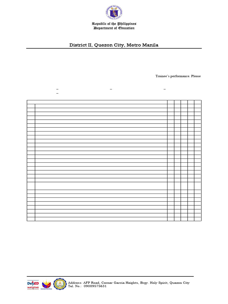 Student Trainee Performance Evaluation Form | PDF | Performance ...