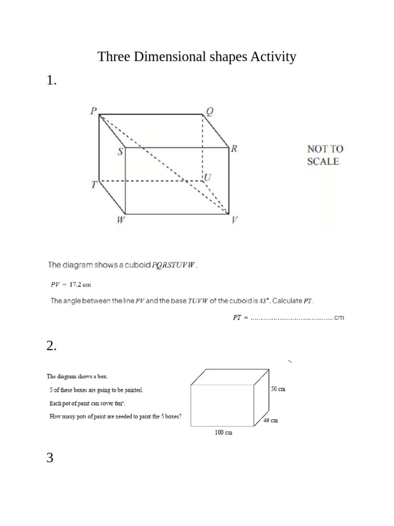 Three Dimensional Shapes Activity | PDF