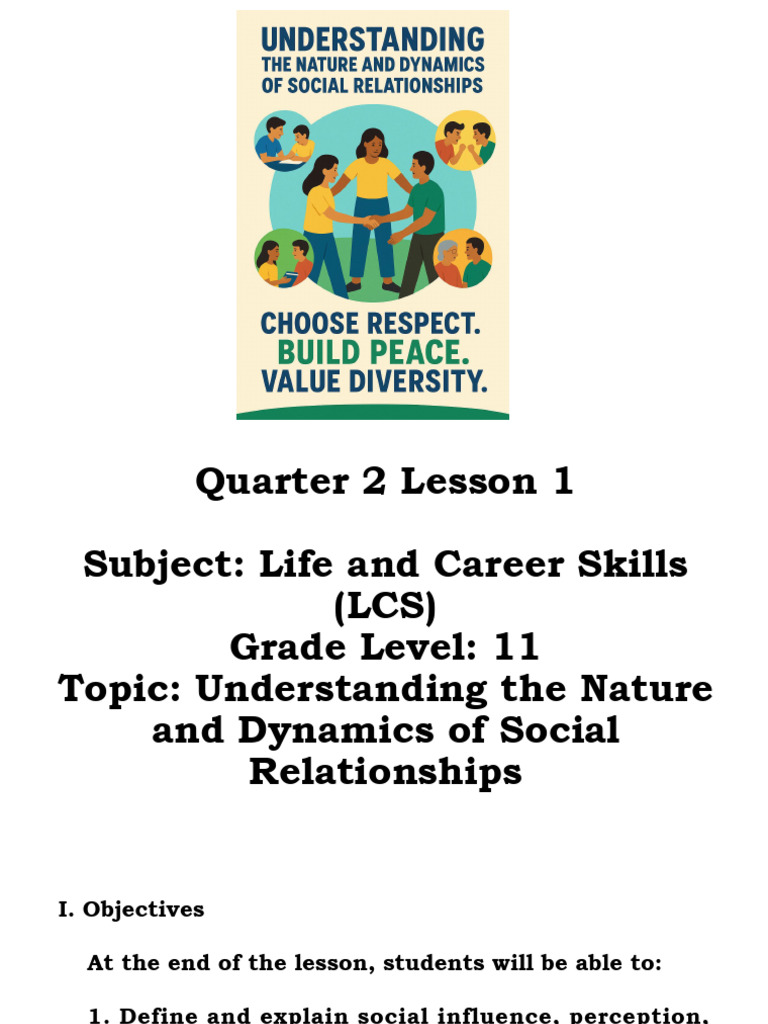 Q2 L1 Understanding The Nature and Dynamics of Social Relationships ...