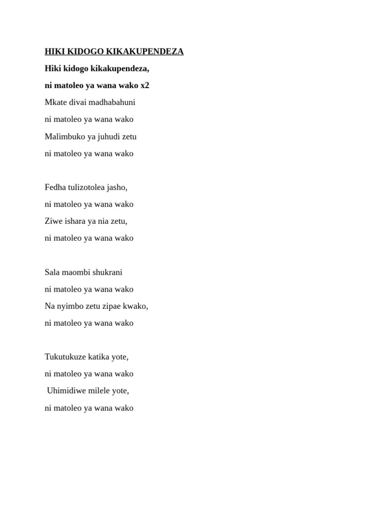 Hiki Kidogo Kikakupendeza | PDF