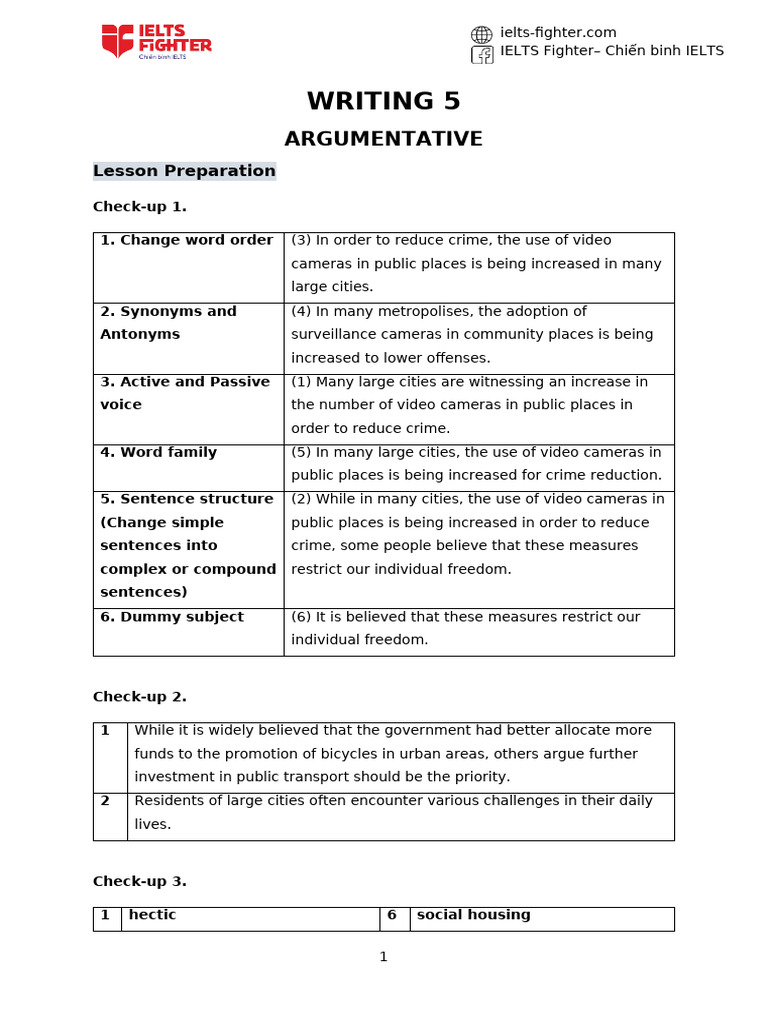 Answer Key. Writing 5 - Argumentative | PDF | Physical Fitness | Mental Health