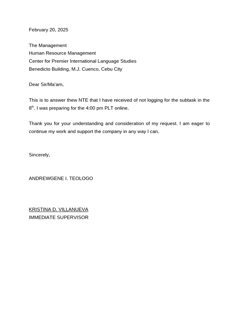 HR Management Response to NTE | PDF