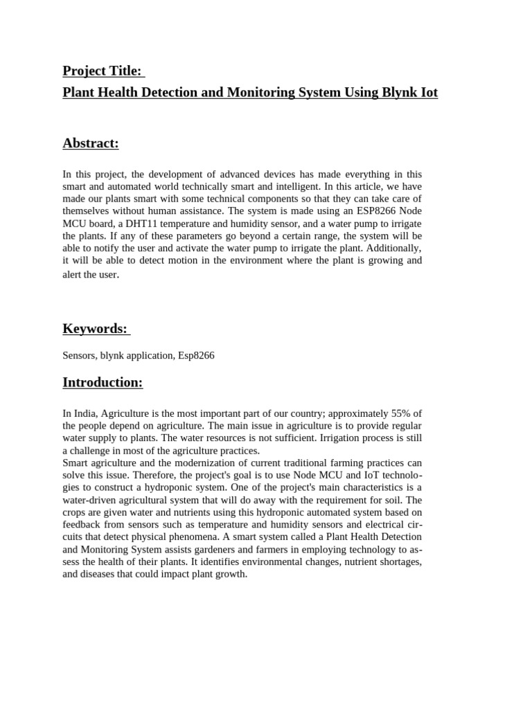 Smart Plant Monitoring System IoT | PDF | Agriculture | Internet Of Things