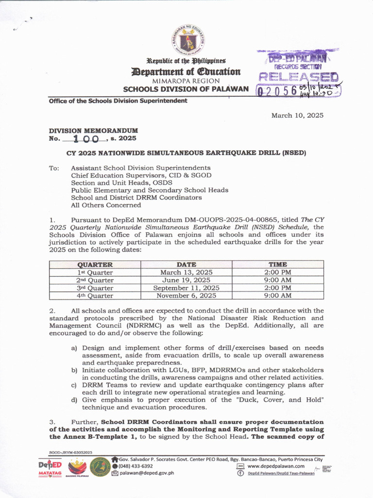 DM No. 100 S. 2025 | PDF