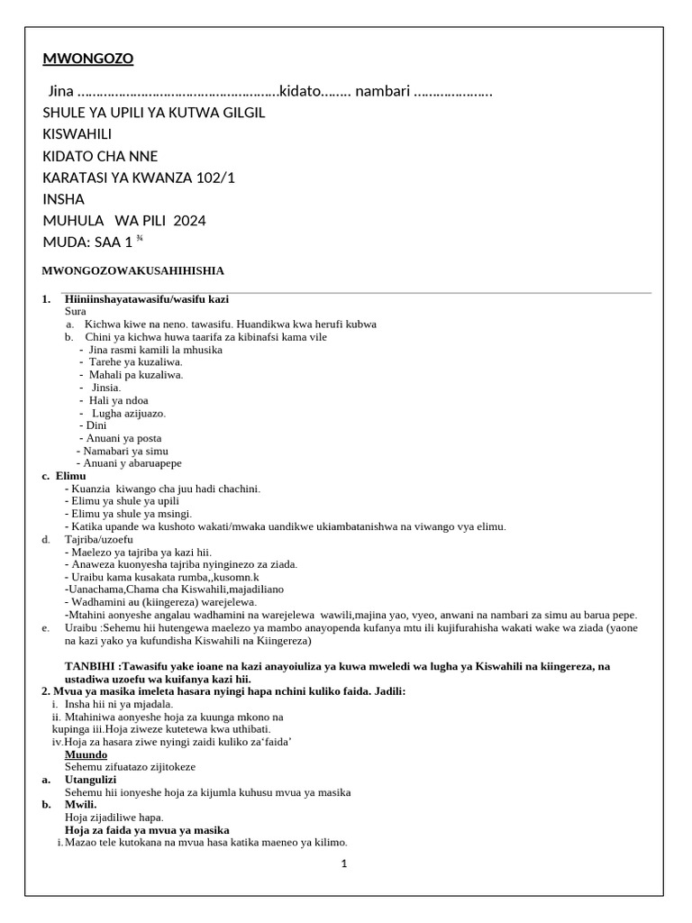 Insha Muhula Julai 2 2024 | PDF