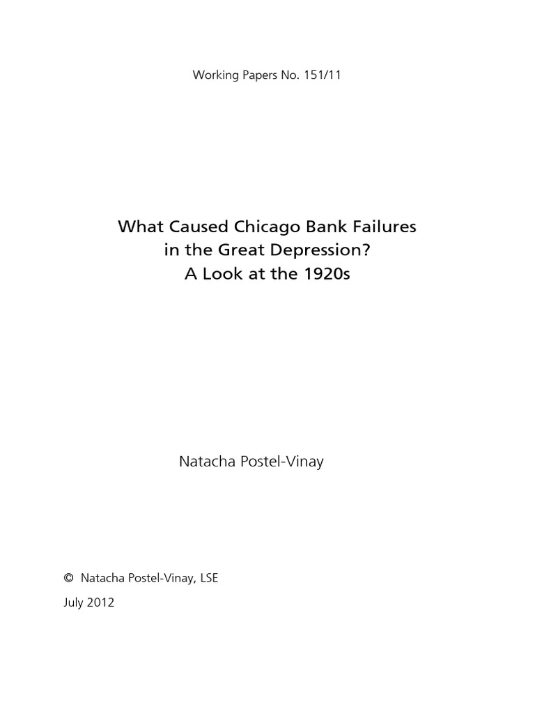 What Caused Chicago Bank Failures in The Great Depression | PDF ...