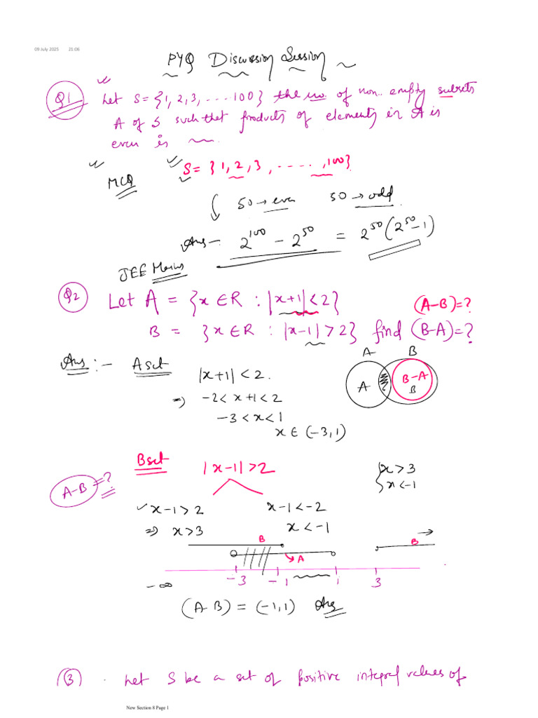 PYQs Discussion Live of Basic Maths and Sets2 | PDF