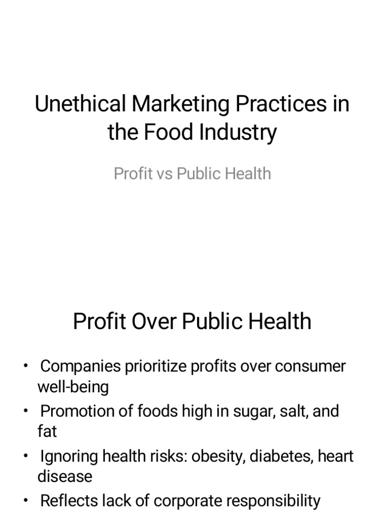 Unethical Food Marketing Practices | PDF
