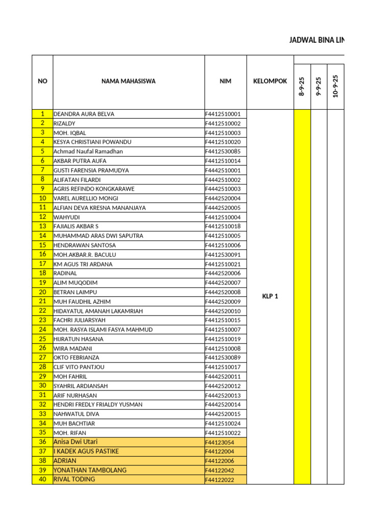 Salin Dari DATA MABA 20251 Bina Lingkungan | PDF