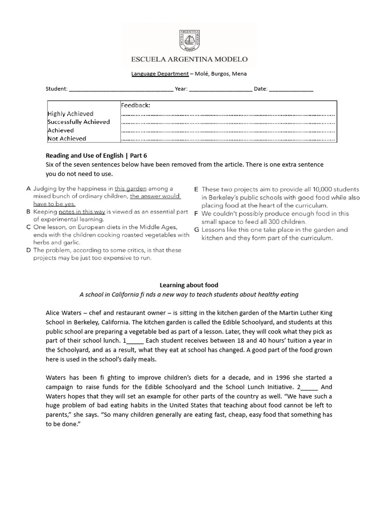 Extra Practice - Unit 4 Complete FCE For Schools (R+U Part 4) | PDF ...