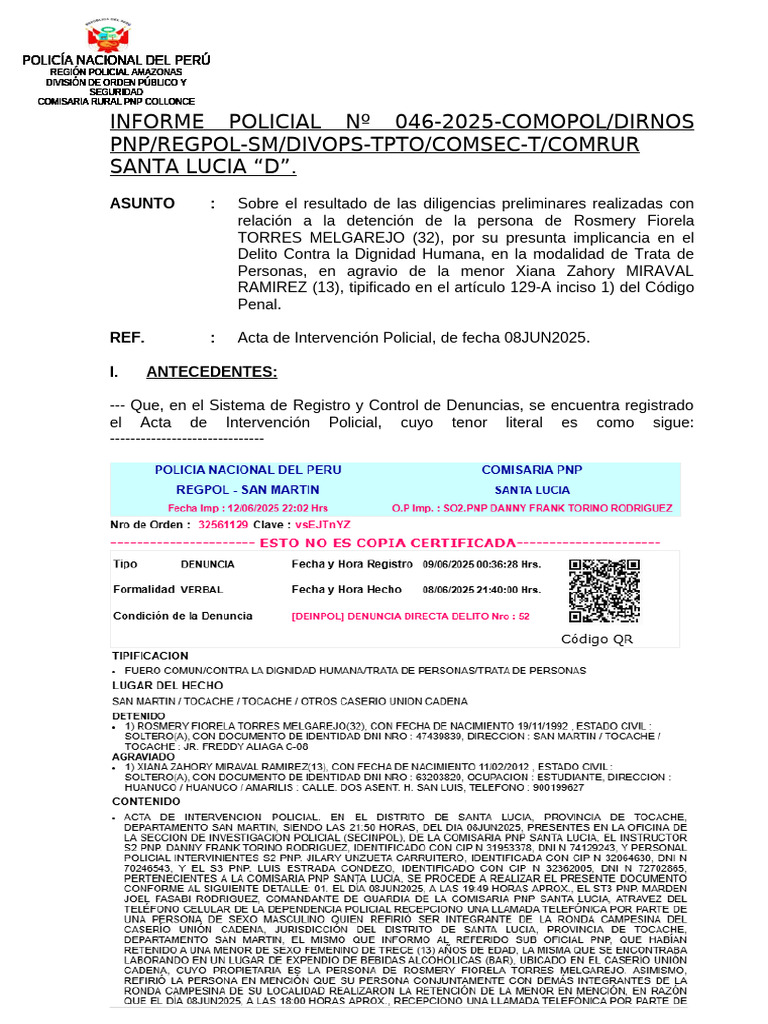 Informe Policial Actualizado | PDF | Jurisprudencia médica | Facebook