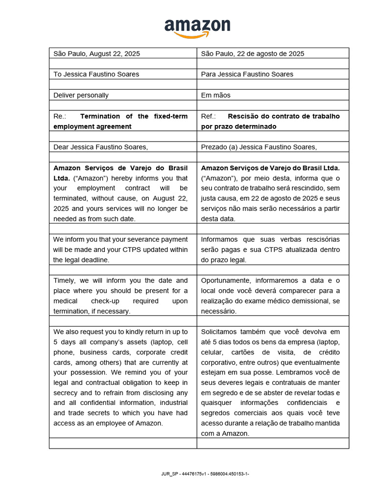 Jessica Faustino Recisão | PDF