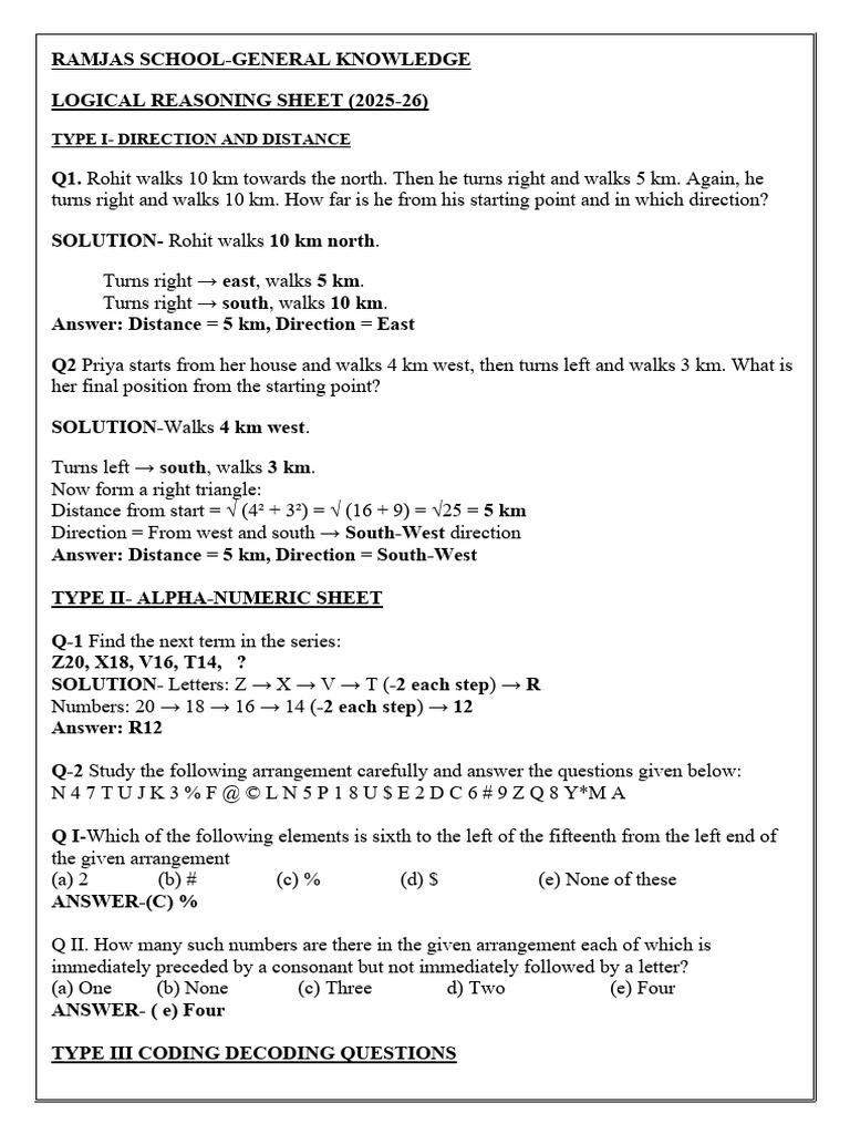 Logical Resoning Sheet' With You | PDF