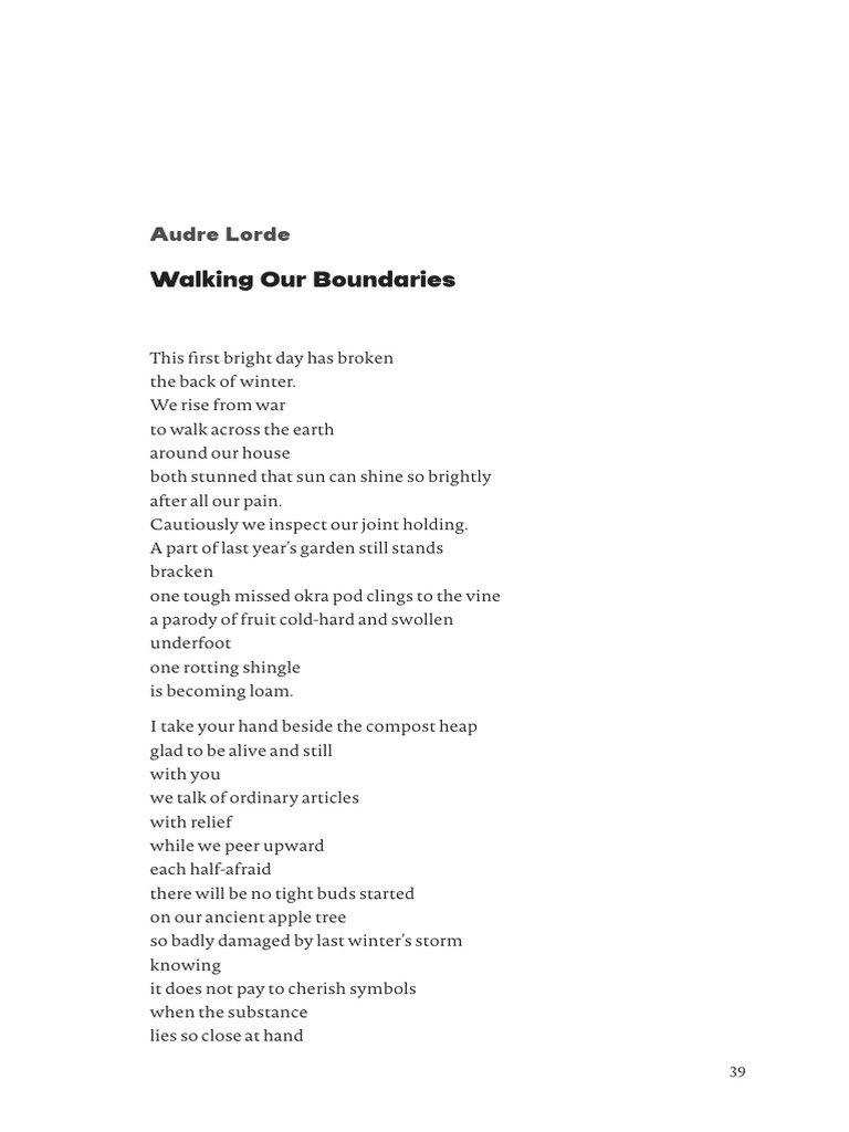 Audre Lorde's Love and Boundaries Poem | PDF | Poetry | Lesbian
