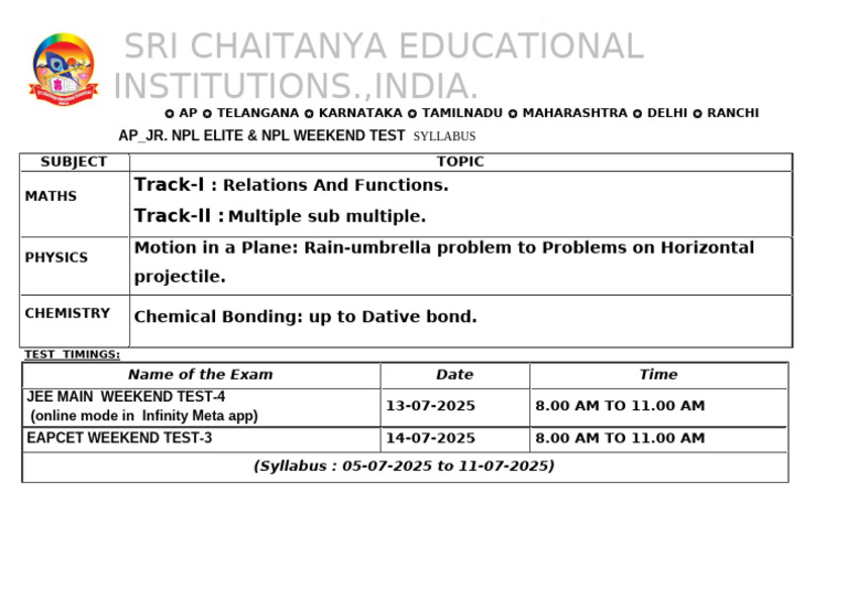 AP - 13!07!2025 Jr. NPL Elite & NPL Exam Syllabus | PDF