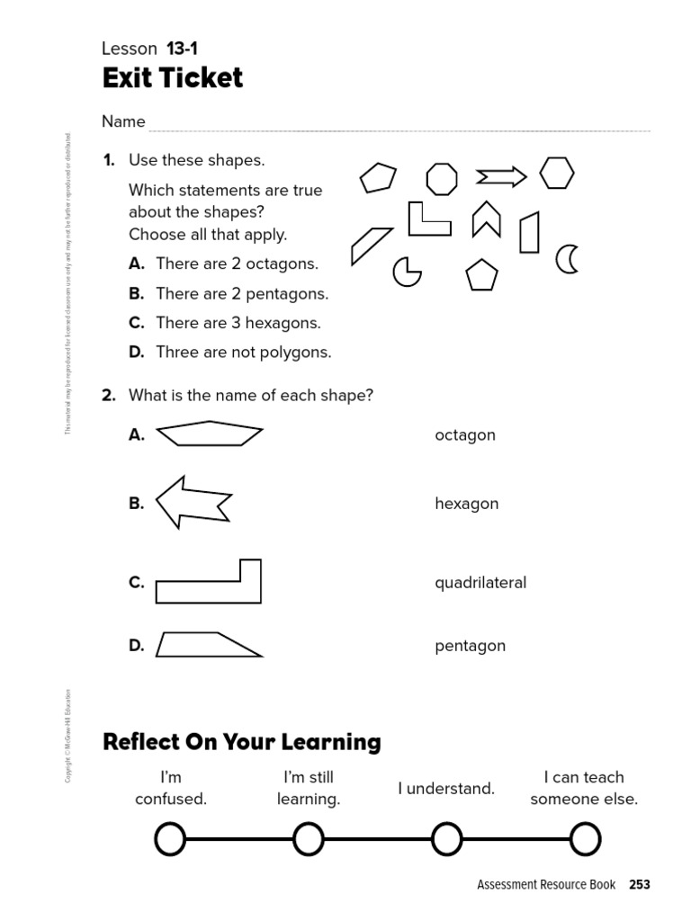 3-13-01 Printable Exit Ticket - Describe and Classify Polygons | PDF ...