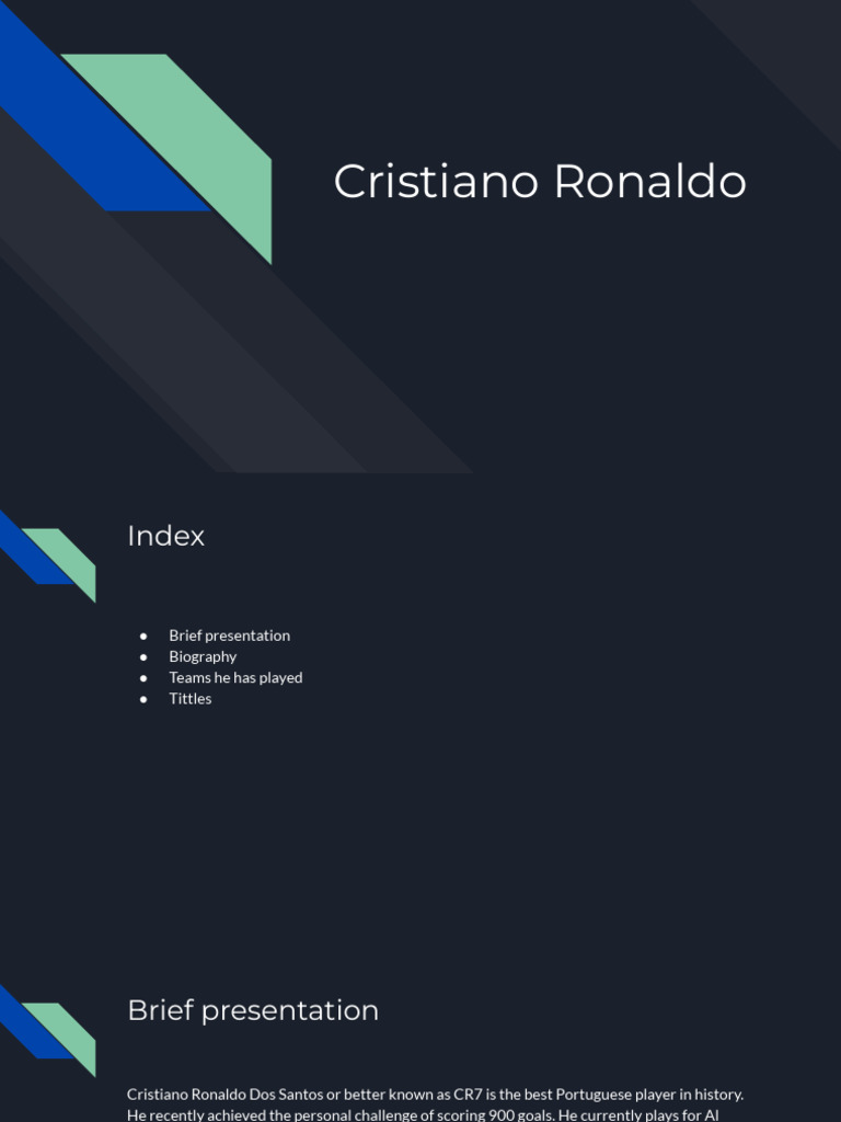 Cristiano Ronaldo: Biography & Achievements | PDF