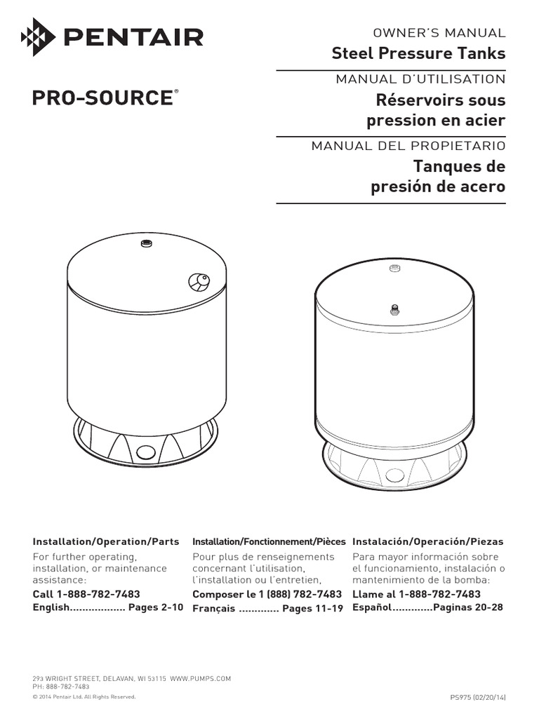 Steel Pressure Tanks Manual Pro-Source Series | PDF | Tap (Valve ...