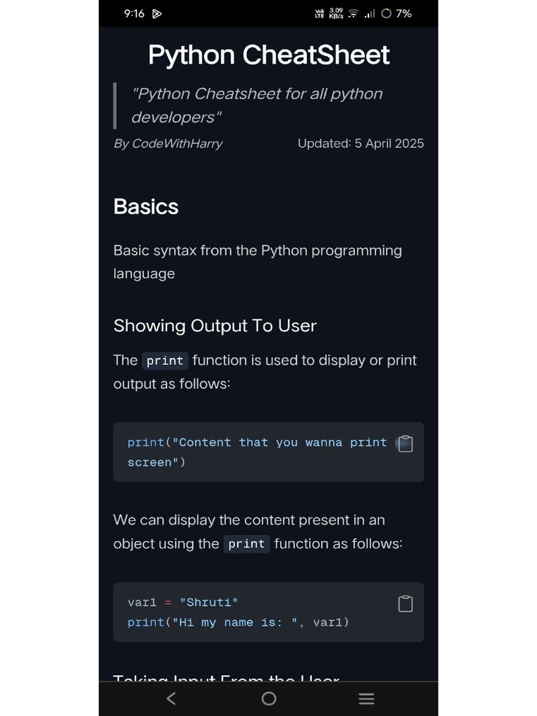 Python Cheat Sheet | PDF