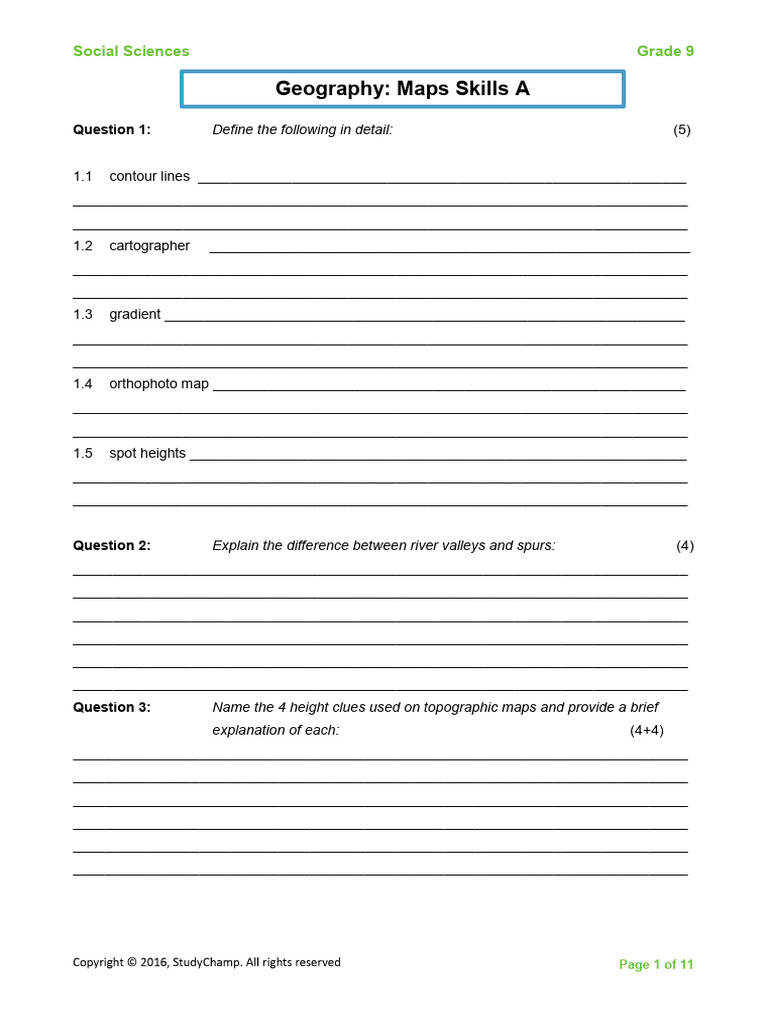 Geography Skills for Grade 9 Students | PDF | Contour Line | Valley