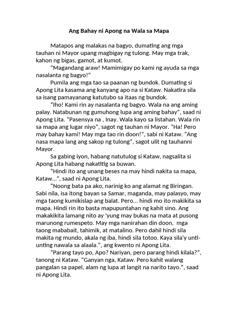 Ang Bahay Ni Apong Na Wala Sa Mapa | PDF
