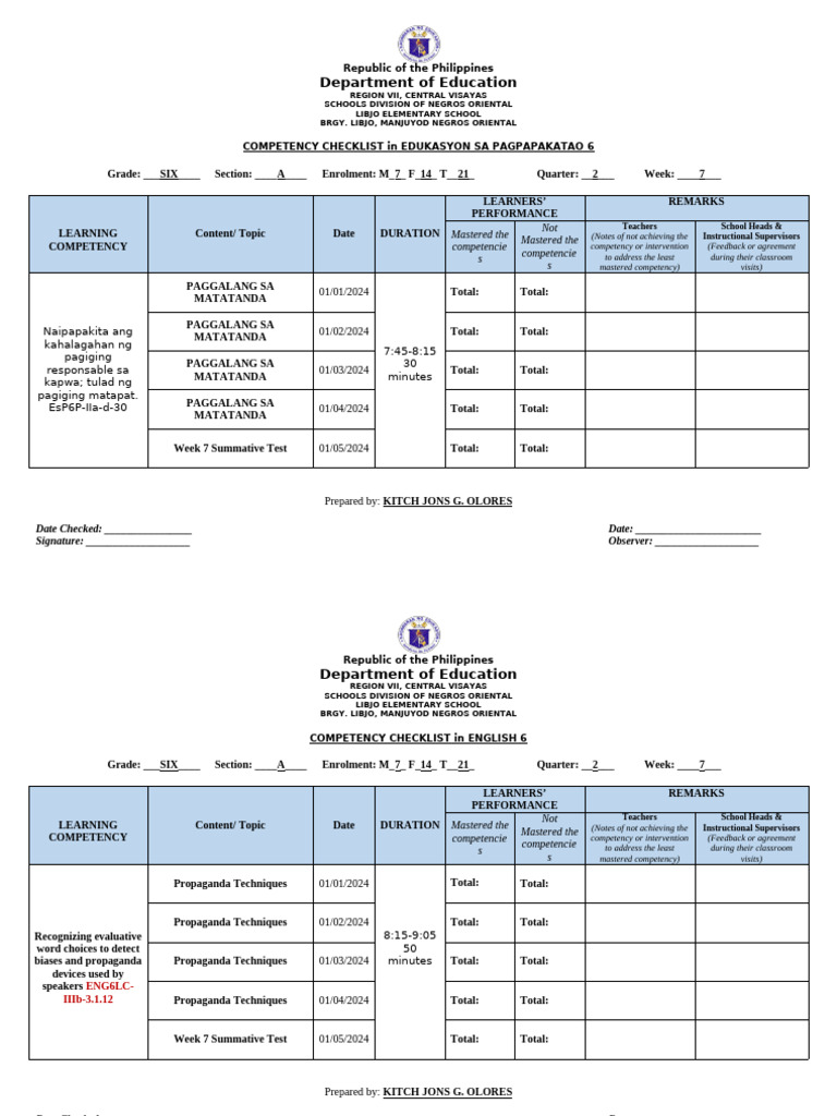 Q2 Week7 Day1-5 | PDF | Classroom | Learning