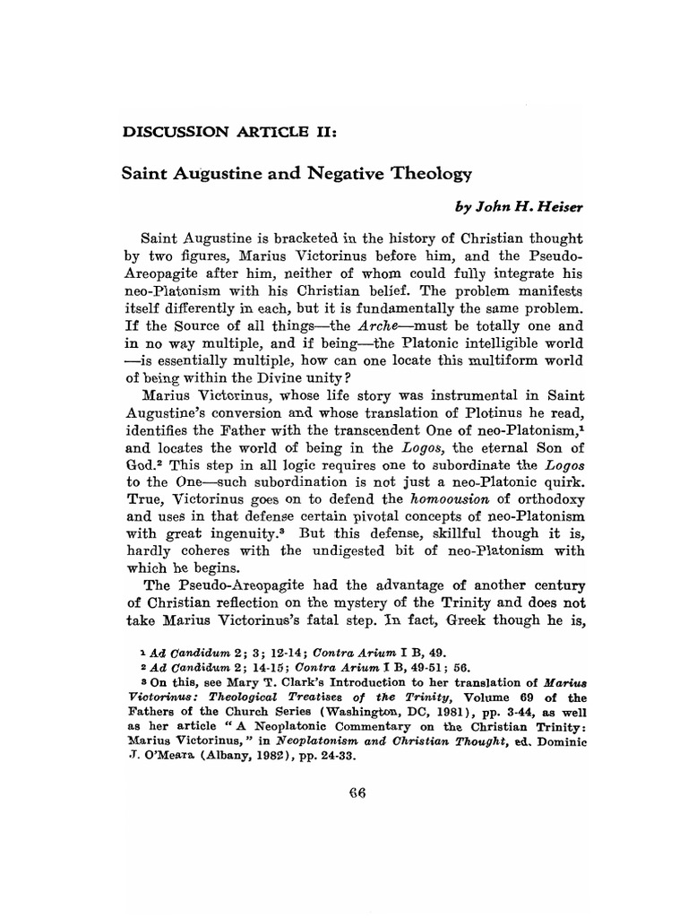 Saint Augustine and Negative Theology - John H. Heiser | PDF ...