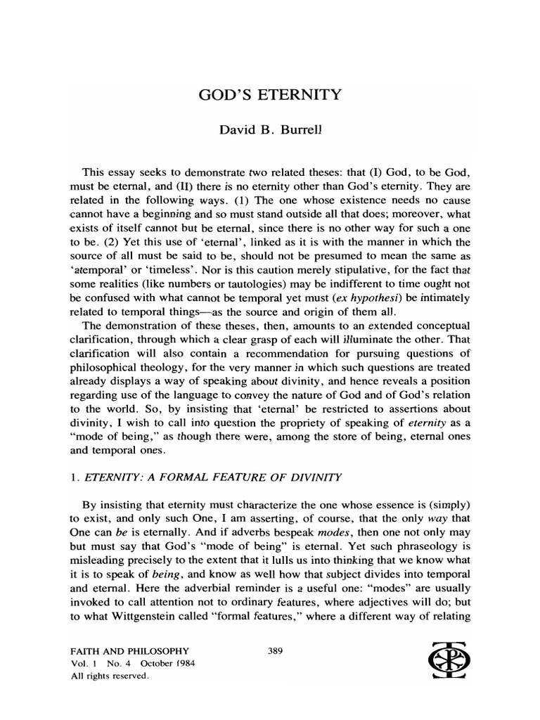 God's Eternity - God's Eternity | PDF | Thomas Aquinas | Essence