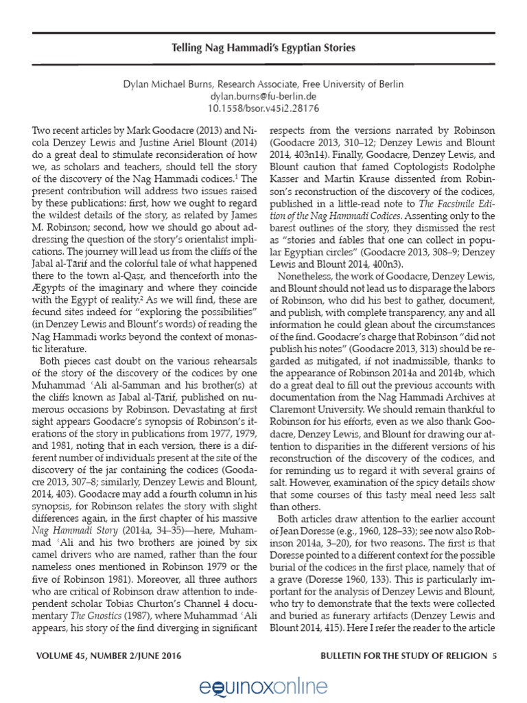 Telling Nag Hammadi's Egyptian Stories - Dylan Burns | PDF | Gnosticism