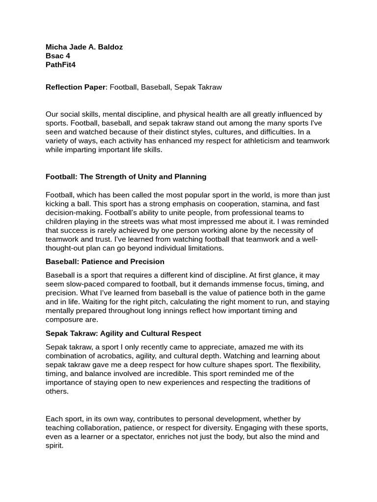 PathFit4 Reflection Paper | PDF