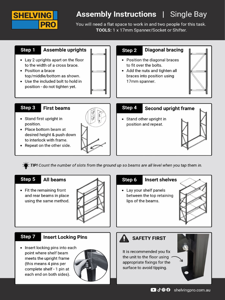 Shelving Pro Assembly Instructions - One Bay | PDF