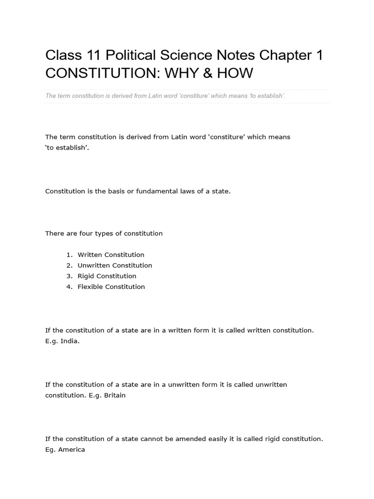 Constitution: Types and Significance | PDF | Constitution | Legal Documents