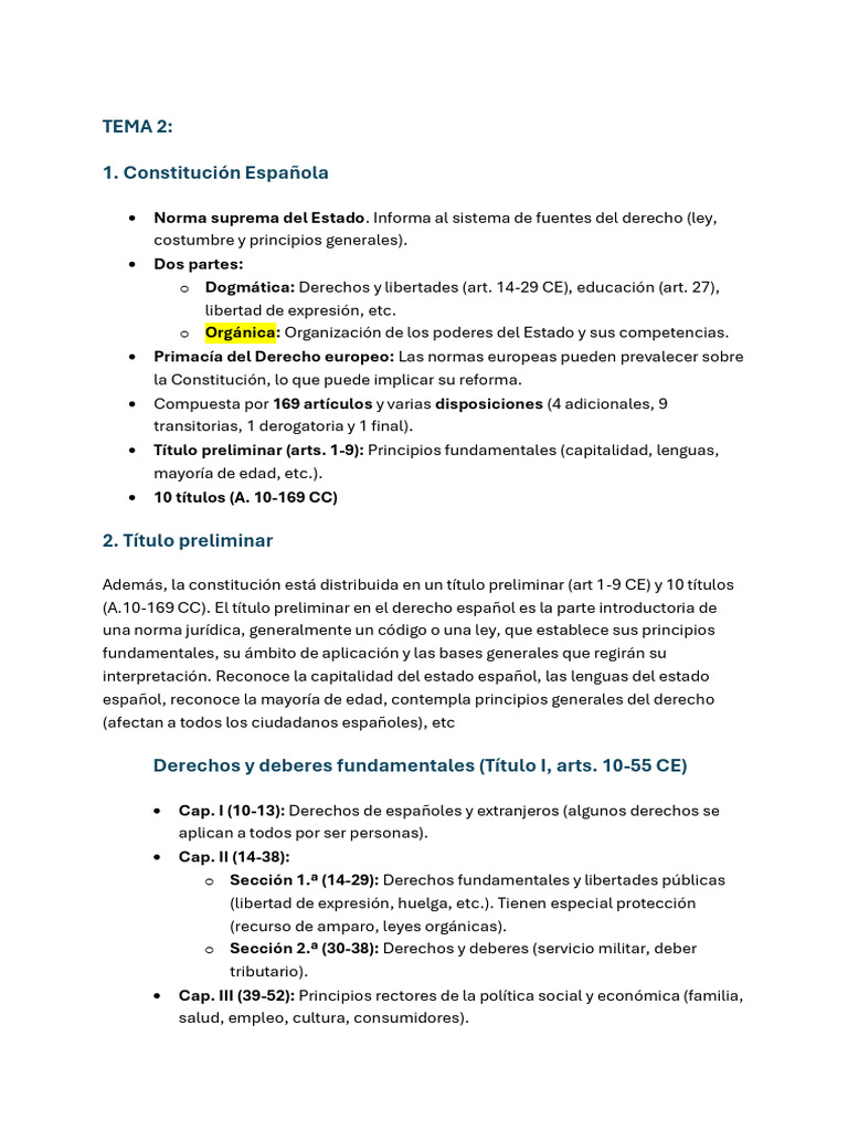 Estructura y Principios de la Constitución Española | PDF | Cortes ...