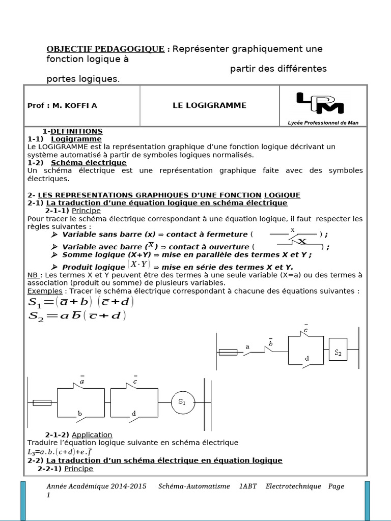 Logigramme et Équations Logiques | PDF | Logique