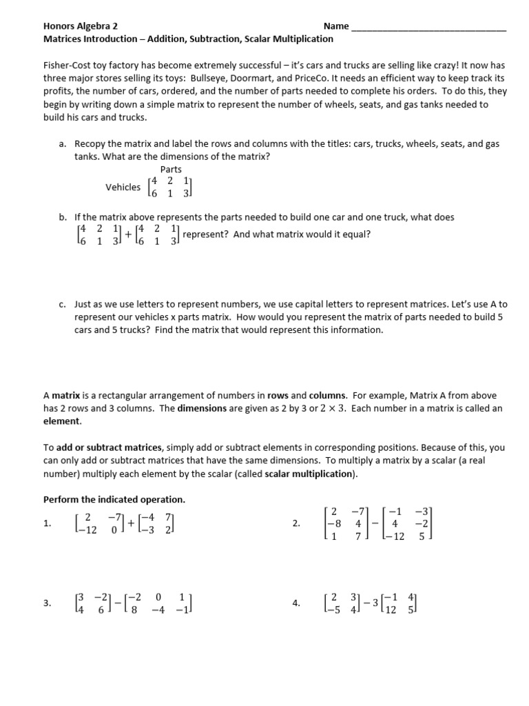 11 Matrices Introduction | PDF | Matrix (Mathematics) | Mathematical ...