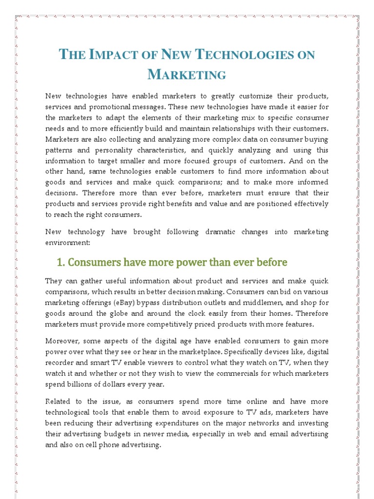 Impact of Technology On Marketing Strategy | PDF | Id | Marketing