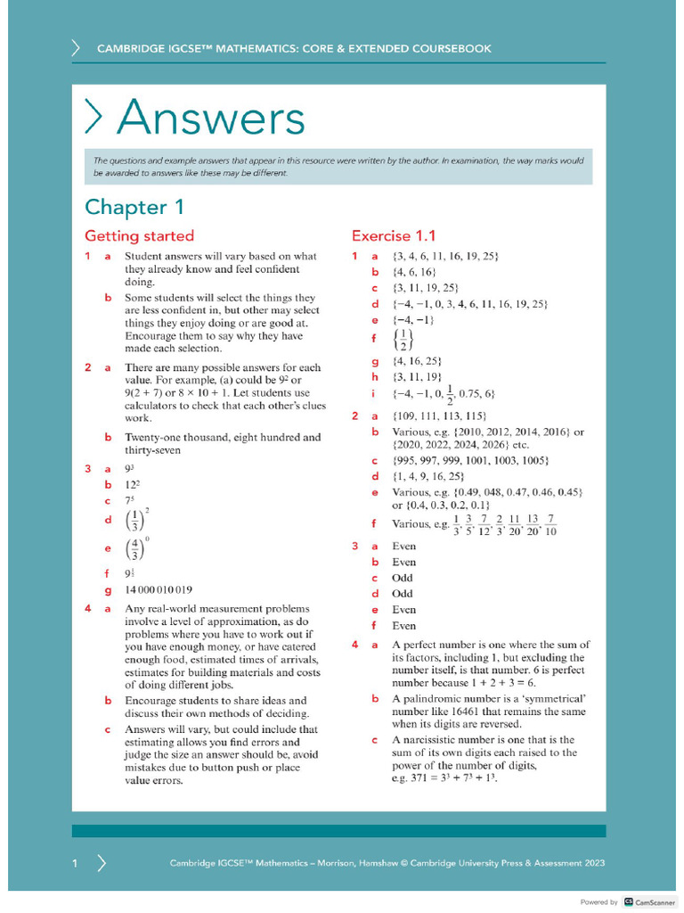 Igcse Maths 3ed Coursebook Answers | PDF