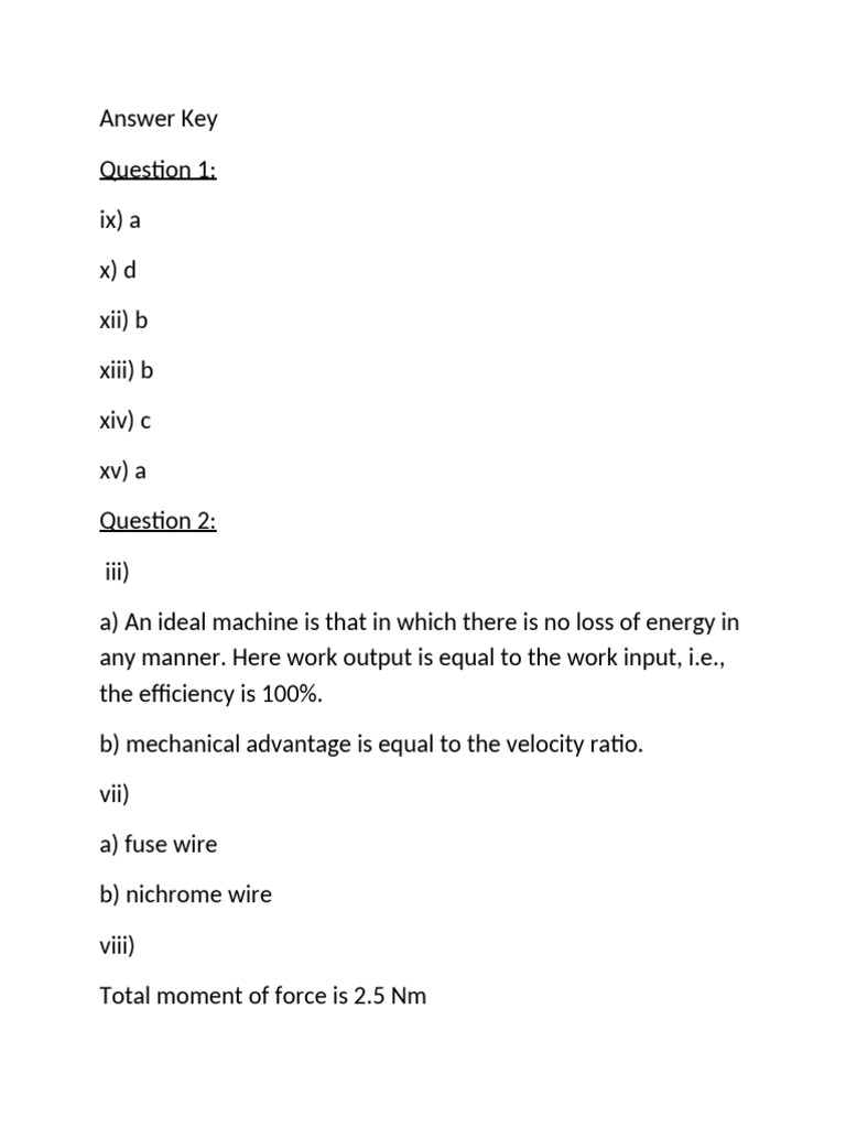 Physics Answer Key and Solutions | PDF