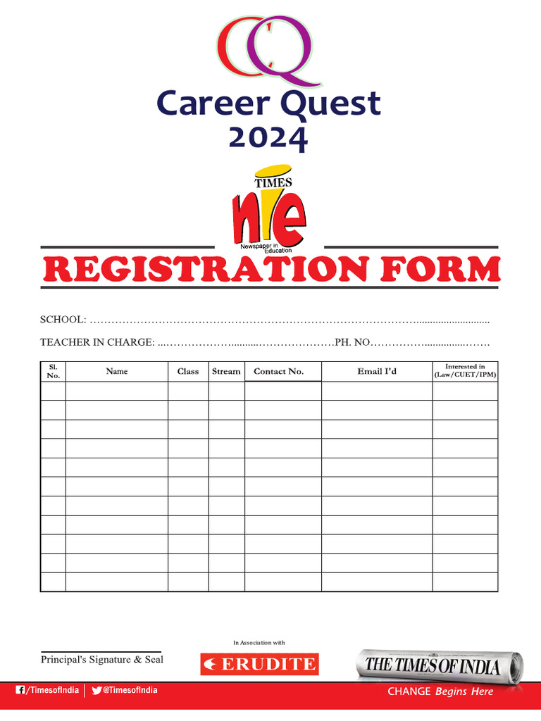 Carrer Quest Registration Form | PDF