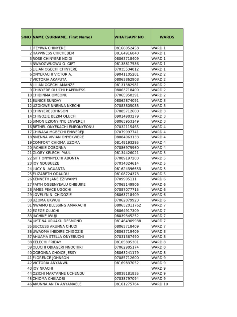 Template For Ward Verifiers 2024-2 | PDF