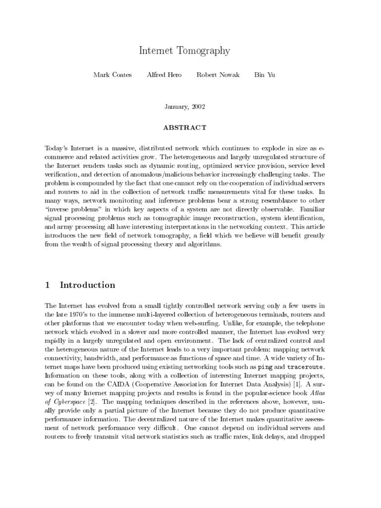 InternetTomography (Overview) | PDF | Computer Network | Transmission Control Protocol