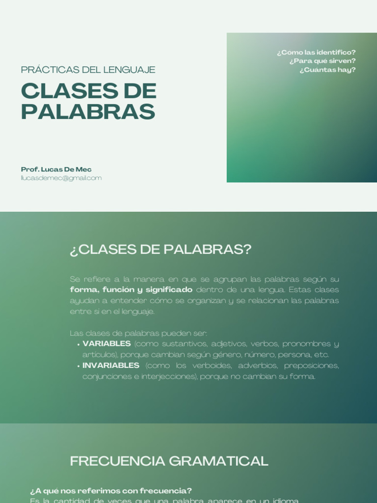 Clases de palabras y baja frecuencia | PDF | Palabra | Verbo
