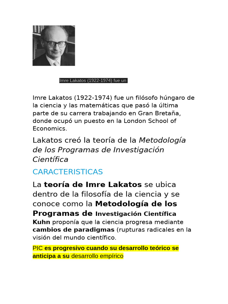 Metodología de Lakatos en Ciencia | PDF | Método científico | Science