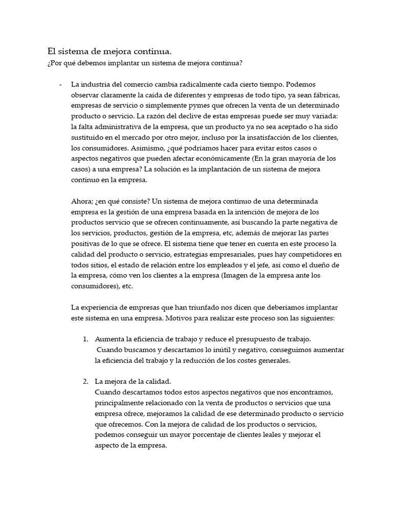 Haining Li - Mejora Continua | PDF | Business | Calidad (comercial)