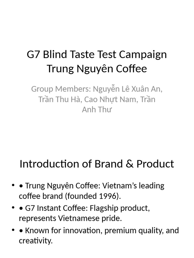 G7 Instant Coffee Blind Taste Test Results | PDF