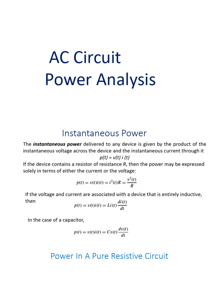 AC Circuit Power Analysis Explained | PDF | Ac Power | Series And ...