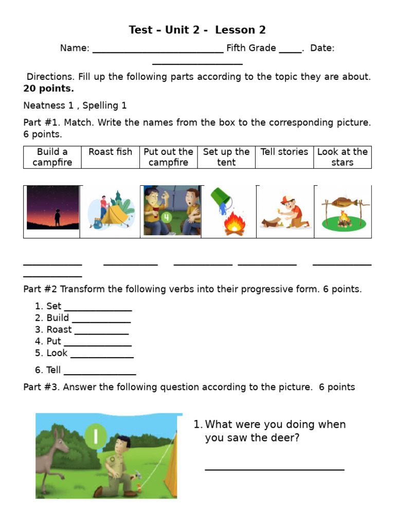 Test - Lesson 2 Unit 2 Fifth Grade | PDF