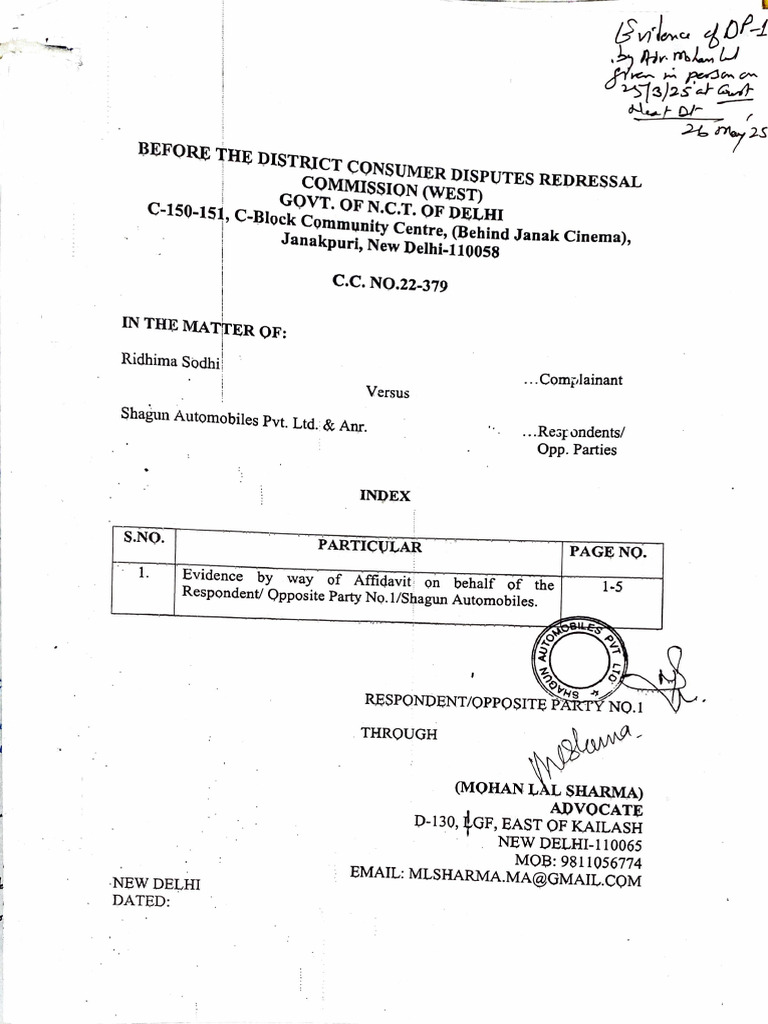 Evidence of OP-1 by Way of Affidavit | PDF | Practice Of Law | Evidence
