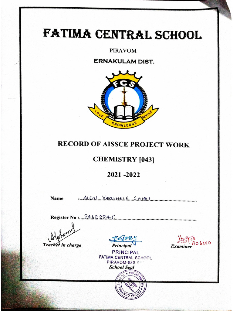 Chemistry Project Reference | PDF