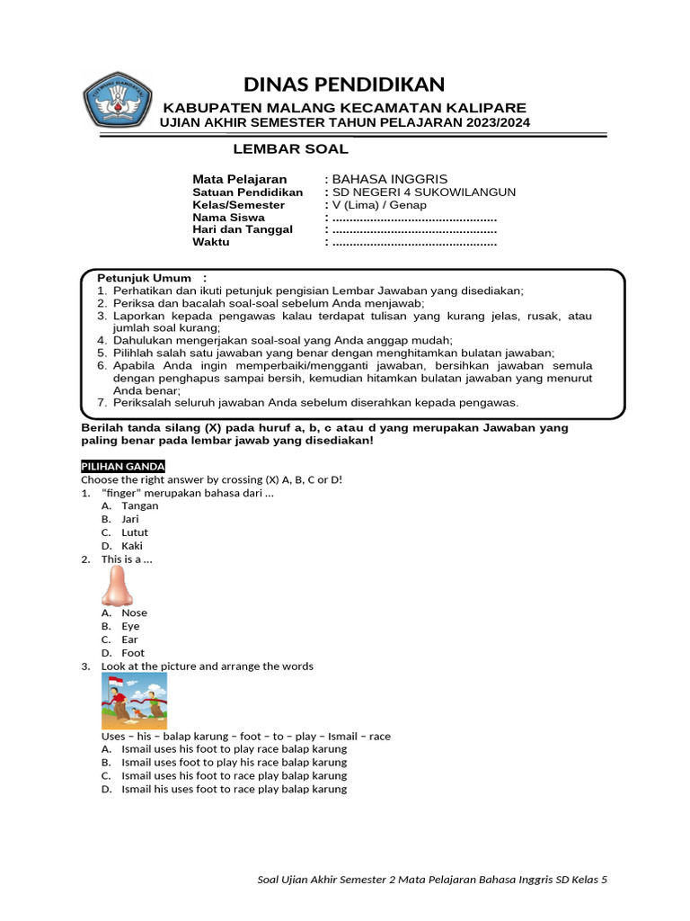Sas 2 Kelas 5 - B Inggris | PDF
